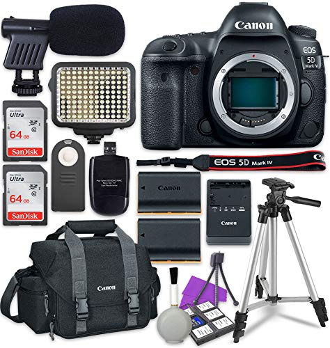 Canon EOS 5D Mark IV Digital SLR Camera Body + 2X Sandisk 64GB SDHC Memory Cards + Accessory Bundle (Renewed)