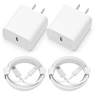 iphone charger [apple mfi certified] 2 pack 20w pd usb c wall fast charger adapter with 2 pack 6ft type c to lightning cable compatible with iphone 14 13 12 11 pro max xr xs x,ipad