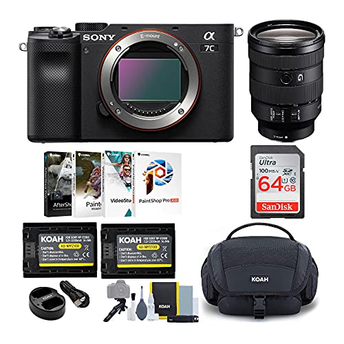 Sony Alpha a7C Full-Frame Compact Mirrorless Camera (Black) Bundle with 24-105mm f/4 G OSS Lens (6 Items)