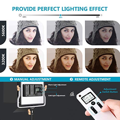 Neewer 2 Packs Advanced 2.4G 480 LED Video Light, Photography Lighting Kit with Bag, Dimmable Bi-Color LED Panel with 2.4G Wireless Remote, 480 LED Panel Softbox and Light Stand for Portrait Product