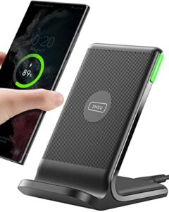 iniu wireless charger, 15w fast wireless charging station with sleep-friendly adaptive light compatible with iphone 14 13 12 pro xr xs 8 plus samsung galaxy s23 s22 s21 s20 note 20 10 google lg etc