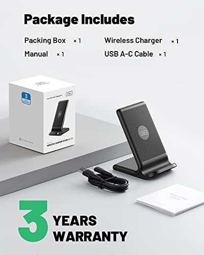 INIU Wireless Charger, 15W Fast Wireless Charging Station with Sleep-Friendly Adaptive Light Compatible with iPhone 14 13 12 Pro XR XS 8 Plus Samsung Galaxy S23 S22 S21 S20 Note 20 10 Google LG etc