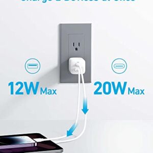 USB C Charger 33W, Anker 323 Charger, 2 Port Compact Charger with Foldable Plug for iPhone 14/14 Plus/14 Pro/14 Pro Max/13/12, Pixel, Galaxy, iPad/iPad Mini and More (Cable Not Included) - White