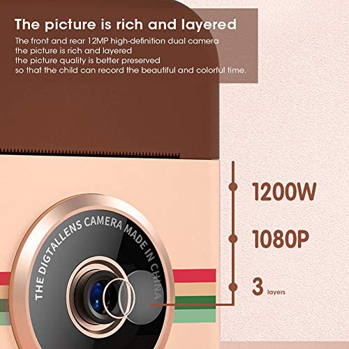 Jeanoko Children Digital Camera, HD Take Pictures 12MP High Definition Children Print Camera Mini Picture Rich Layered for Children Toy