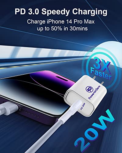 USB C Wall Charger Fast Charging - PowerlotZero 3 Pack 20W PD USBC Charging Block UL Certified Type C Power Adapter Plug for iPhone 14 13 Pro Max Plus iPad Pro iWatch 8 Ultra AirPods Galaxy Pixel