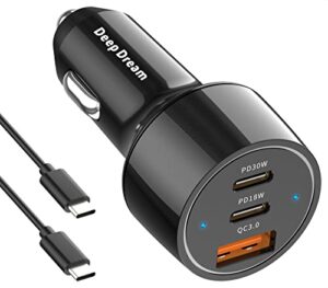 usb c car charger 48w, deep dream usb c car adapter fast charging, pd & qc3.0 cigarette lighter adapter compatible with ipad, iphone 14 plus pro 13 12 11, samsung galaxy s23 s22 s21 s20, google pixel