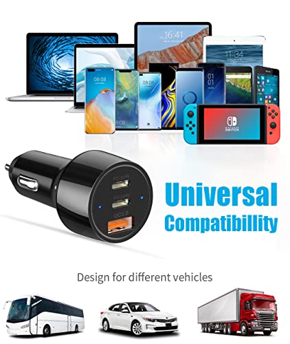 USB C Car Charger 48W, Deep Dream USB C Car Adapter Fast Charging, PD & QC3.0 Cigarette Lighter Adapter Compatible with iPad, iPhone 14 Plus Pro 13 12 11, Samsung Galaxy S23 S22 S21 S20, Google Pixel