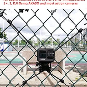 Action Camera Backstop Chain Link Fence Clip Mount Compatible with GoPro Hero 11,10,9,8,7,6,5,4,3,3+,max,Session,Fusion and DJI OSMO AKASO,Suitable for Recording Baseball Softball Tennis