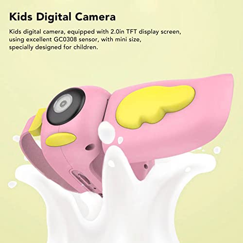 Jeanoko Mini Children Camera, Kids Digital Camera 5 Control Buttons Timed Photo Easy to Operate Multifunctional with 400Mah Battery for Child Education(Pink)