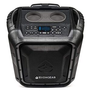 ecoxgear ecoboulder+ gdi-exbld810 rugged waterproof floating portable bluetooth wireless 100 watt speaker and pa system (gray)