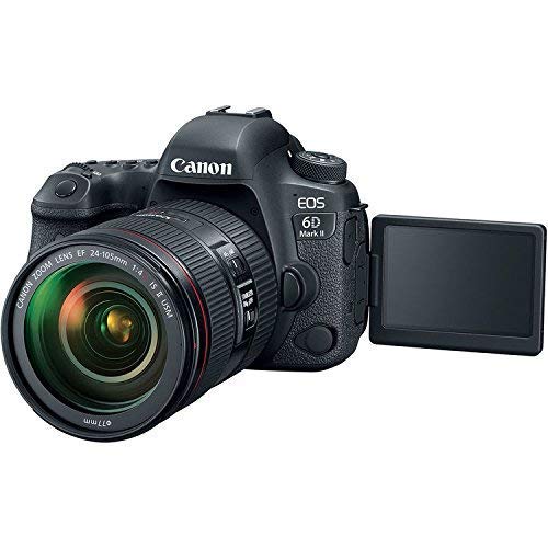 Canon EOS 6D Mark II DSLR Camera with EF 24-105mm f/4 is II USM Lens, Canon BG-E21 Battery Grip, 2 Spare Batteries (Renewed)