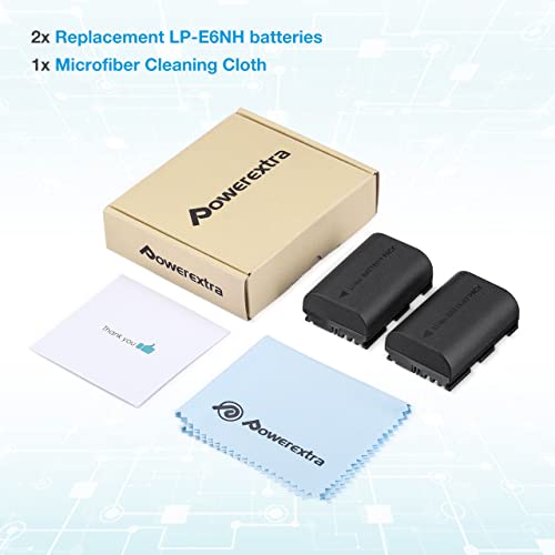 Powerextra LP-E6NH High Capacity Batteries 2950mAh Compatible with Canon LP-E6NH Battery and R5 R6 90D 60D 70D 80D 5D II 5D III 5D IV 5Ds 6D 6D II 7D 7D Mark II Cameras