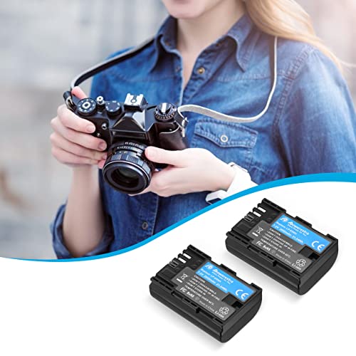 Powerextra LP-E6NH High Capacity Batteries 2950mAh Compatible with Canon LP-E6NH Battery and R5 R6 90D 60D 70D 80D 5D II 5D III 5D IV 5Ds 6D 6D II 7D 7D Mark II Cameras