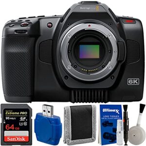 pixel hub blackmagic design pocket cinema camera 6k pro canon ef – essential bundle includes: sandisk extreme pro 64gb sd, memory card reader, memory card wallet and cleaning kit