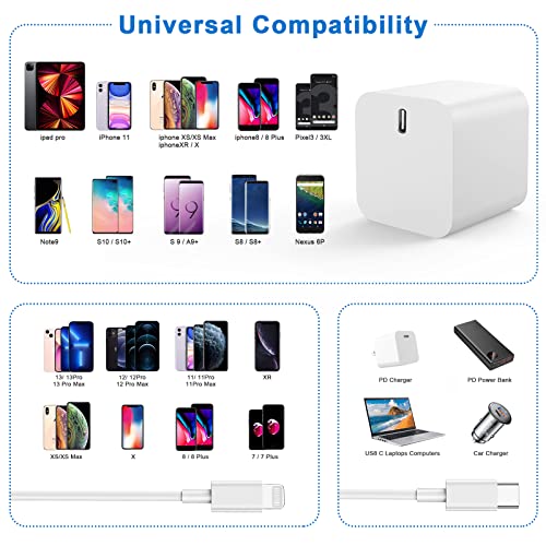 2Pack [Apple MFi Certified] iPhone Charger Fast Charging for Apple iPhone USB C Charger Block PD Wall Plug with 10ft USB C to Lightning Cable for iPhone 14/13/12/11/Pro Max/Mini/Pro/XR/iPad/Plus