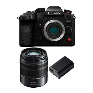 panasonic lumix gh6 mirrorless camera body bundle with panasonic lumix 45-150mm f4.0-5.6 g vario asph mega ois lens and panasonic lumix gh6 mirrorless camera body (3 items)