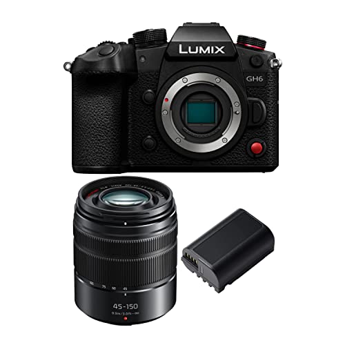 Panasonic LUMIX GH6 Mirrorless Camera Body Bundle with Panasonic LUMIX 45-150mm F4.0-5.6 G Vario ASPH MEGA OIS Lens and Panasonic LUMIX GH6 Mirrorless Camera Body (3 Items)