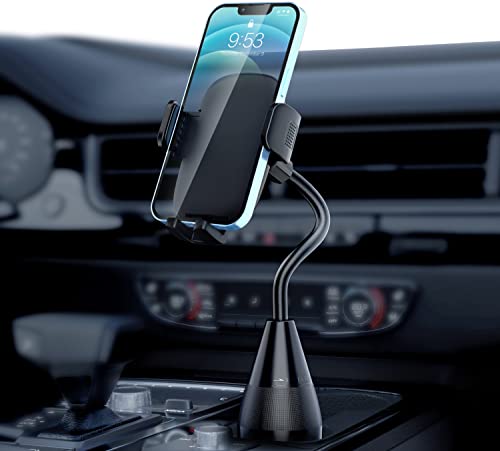 Cup Holder Phone Mount [Extendable Base & Adjustable Gooseneck] Car Phone Holder Mount Long Neck Cell Phone Holder Car Mount for iPhone Automobile Cradle Friendly Vehicle Fit for iPhone,Samsung,LG