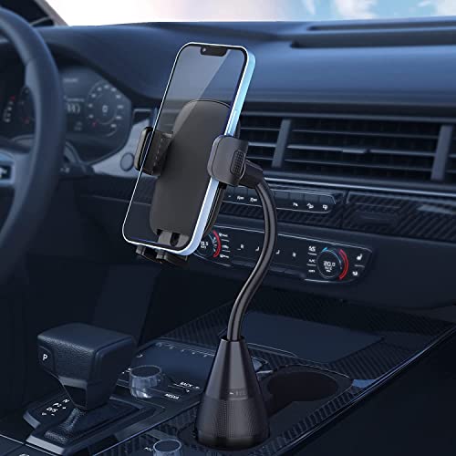 Cup Holder Phone Mount [Extendable Base & Adjustable Gooseneck] Car Phone Holder Mount Long Neck Cell Phone Holder Car Mount for iPhone Automobile Cradle Friendly Vehicle Fit for iPhone,Samsung,LG