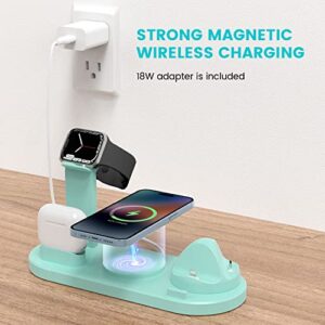 Magnetic Apple Wireless Charging Station 4 in 1 Charger Dock Compatible with iPhone 14/14 Plus/13/12/11/Pro/Pro Max/SE/X/XR/Xs Max, Apple Watch Ultra/8/7/6/SE/5/4/3/2 and Airpods1/2/3 AirPods Pro 1/2