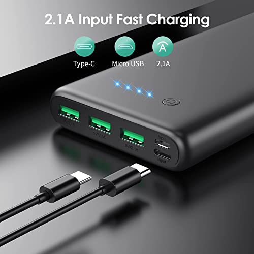 Portable Charger 36800mAh, Power Bank with Tri-Outport & Dual Inport (2.1A USB-C Input and Micro USB Input) External Battery Pack Compatible with iPhone 14/13/12/11,Galaxy S22 Tablet etc[2023 Version]