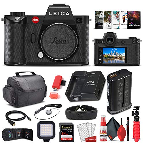 Leica SL2 Mirrorless Digital Camera (Body Only) (10854) + 64GB Extreme Pro Card + Corel Photo Software + LED Video Light + Card Reader + Case + Cleaning Set + HDMI Cable and More - Deluxe Bundle