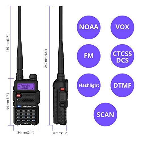 BAOFENG UV-5X (UV-5G) GMRS Radio, Long Range Walkie Talkies Rechargeable, Two Way Radio with NOAA Weather Receiver & Scan, GMRS Handheld Radio for Adults, Support Chirp, 1 Pair