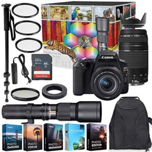 canon eos rebel sl3 dslr camera with 18-55mm & 75-300mm lenses kit + 500mm preset wildlife lens – deluxe professional photo & video creative bundle (renewed)