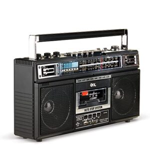 QFX J-220BT Boombox MP3 Conversion from Radio to Cassette with 4-Band (AM, FM, SW1, SW2) Radio with Bluetooth, Dual 3” Speakers, Built-in Microphone, Recorder, and a 3-Band Equalizer