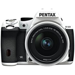 pentax k-50 16mp digital slr camera kit with da l 18-55mm wr f3.5-5.6 lens (white)