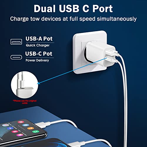 USB C Wall Charger Block,33W Dual Port Cube,Foldable Fast Charging Power Adapter Plug Compatible with Samsung S23 S22 Ultra iPad Pro 11/12.9 2021,iPad Mini 6,iPad Air 4 iPhone 14/13 Pro Max