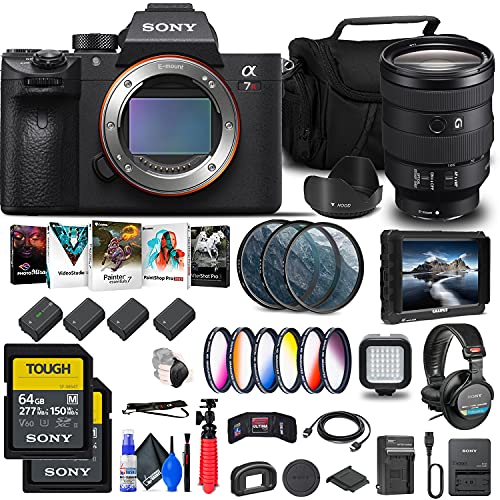 Sony Alpha a7R IVA Mirrorless Digital Camera (ILCE7RM4A/B) + Sony FE 24-105mm f/4 Lens + 4K Monitor + Pro Headphones + Pro Mic + 2 x 64GB Memory Card + Corel Software + Case + More (Renewed)