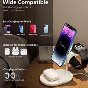 Wireless Charging Station for Multiple Devices Apple, 3 in 1 Wireless Charger Stand Mage-Safe Charger Charging Dock for iPhone 14 13 12 Series iWatch AirPods