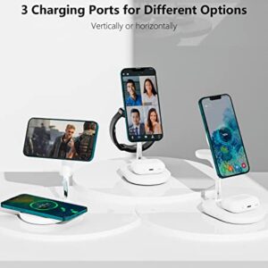 Wireless Charging Station for Multiple Devices Apple, 3 in 1 Wireless Charger Stand Mage-Safe Charger Charging Dock for iPhone 14 13 12 Series iWatch AirPods