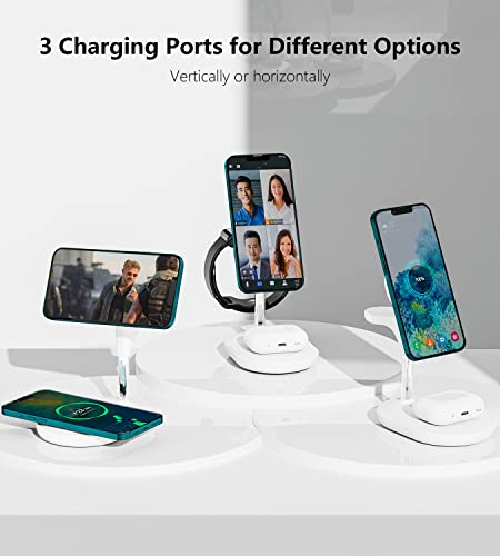 Wireless Charging Station for Multiple Devices Apple, 3 in 1 Wireless Charger Stand Mage-Safe Charger Charging Dock for iPhone 14 13 12 Series iWatch AirPods