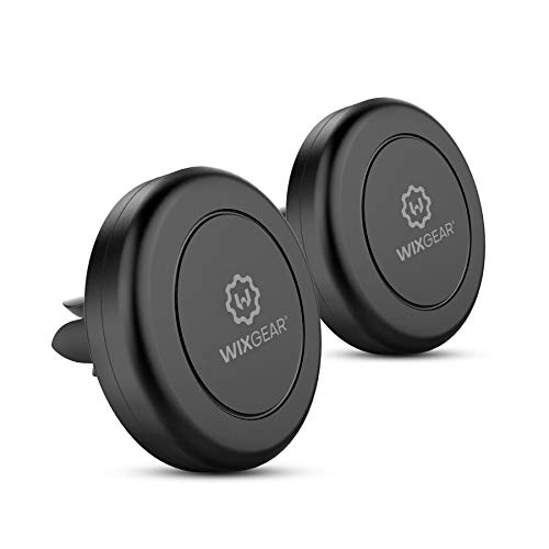 WixGear Magnetic Phone Holder for Car, [2 Pack] Universal Air Vent Magnetic Phone Mount for Car, Phone Mount for Car for Cell Phones and Mini Tablets with 4 Metal Plates