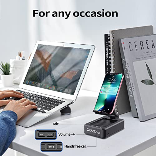 TechGlow Gifts for Men and Women - Portable Phone Stand Speakers Bluetooth Wireless,Cool Kitchen Gadgets for Men,Birthday,Christmas Stocking Stuffers for Women Men Mom Her Him,Phone Holder for Desk