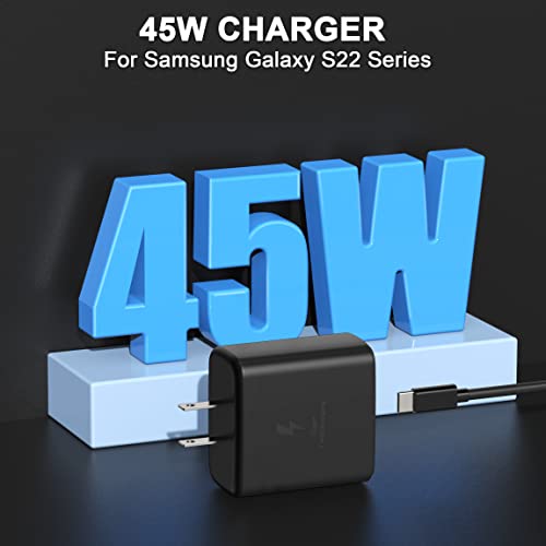 45W Samsung Super Fast Charger USB C Wall Charger for Samsung Galaxy S22/S22 Ultra/ S22+/Note10/Note10 +/S8/S9/S10/S20/S21,Galaxy Tab S7/S7+/S8/S8+/S8 Ultra Samsung Type C Wall Charger（6ft Cable）