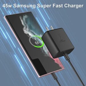 45W Samsung Super Fast Charger USB C Wall Charger for Samsung Galaxy S22/S22 Ultra/ S22+/Note10/Note10 +/S8/S9/S10/S20/S21,Galaxy Tab S7/S7+/S8/S8+/S8 Ultra Samsung Type C Wall Charger（6ft Cable）