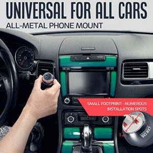 Universal Car Phone Mount Magnetic - All-Metal iPhone Car Mount for Any Smartphone or GPS - Truly One-Handed Cell Phone Holder for Car Dashboard