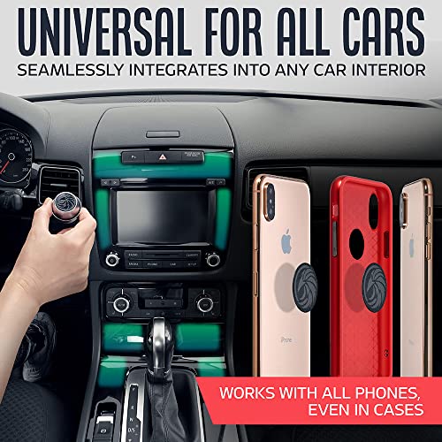 Universal Car Phone Mount Magnetic - All-Metal iPhone Car Mount for Any Smartphone or GPS - Truly One-Handed Cell Phone Holder for Car Dashboard