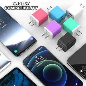 6Pack USB Wall Charger, iGENJUN 2.4A Dual USB Port Cube Power Plug Adapter Fast Phone Charger Block Charging Box Brick for iPhone 14/14 Pro/14 Pro Max/13, Samsung Galaxy, Pixel, LG, Android-Colorful