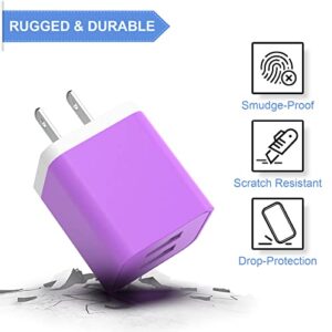 6Pack USB Wall Charger, iGENJUN 2.4A Dual USB Port Cube Power Plug Adapter Fast Phone Charger Block Charging Box Brick for iPhone 14/14 Pro/14 Pro Max/13, Samsung Galaxy, Pixel, LG, Android-Colorful