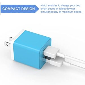 6Pack USB Wall Charger, iGENJUN 2.4A Dual USB Port Cube Power Plug Adapter Fast Phone Charger Block Charging Box Brick for iPhone 14/14 Pro/14 Pro Max/13, Samsung Galaxy, Pixel, LG, Android-Colorful