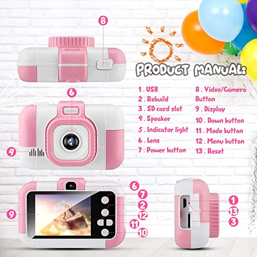 Kids Camera,2.4 Inch 1080p Dual Lens Digital Camera for Kids Birthday Gifts for Boys