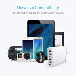 Anker 60W 6-Port USB Wall Charger, PowerPort 6 for iPhone XS / XS Max / XR / X / 8 / 7 / 6 / Plus, iPad Pro / Air 2 / mini/ iPod, Galaxy S7 / S6 / Edge / Plus, Note 5 / 4, LG, Nexus, HTC and More