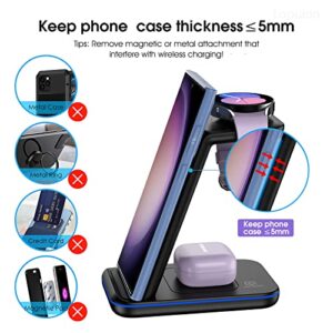 Wireless Charging Station for Samsung, Fast Wireless Charger Station for Samsung Galaxy S23+/S22/S21/Z Flip 4/3 Fold 4/3, Wireless Watch Charger for Samsung Watch 5/Pro/4/3/Active 2/1 Galaxy Buds2 Pro