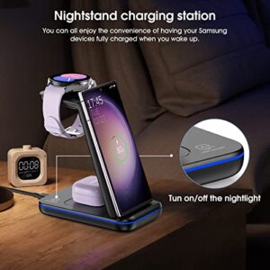 Wireless Charging Station for Samsung, Fast Wireless Charger Station for Samsung Galaxy S23+/S22/S21/Z Flip 4/3 Fold 4/3, Wireless Watch Charger for Samsung Watch 5/Pro/4/3/Active 2/1 Galaxy Buds2 Pro