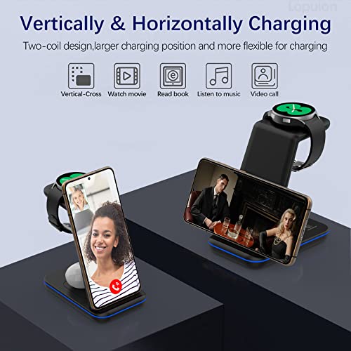 Wireless Charging Station for Samsung, Fast Wireless Charger Station for Samsung Galaxy S23+/S22/S21/Z Flip 4/3 Fold 4/3, Wireless Watch Charger for Samsung Watch 5/Pro/4/3/Active 2/1 Galaxy Buds2 Pro