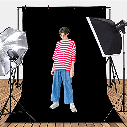 TRLYC Black Background Backdrop - 10x10.5FT Backdrop Background for Photography Black Photo Booth Backdrop for Photoshoot Photography Background Screen Video Recording Curtain,4 x Backdrop Clips